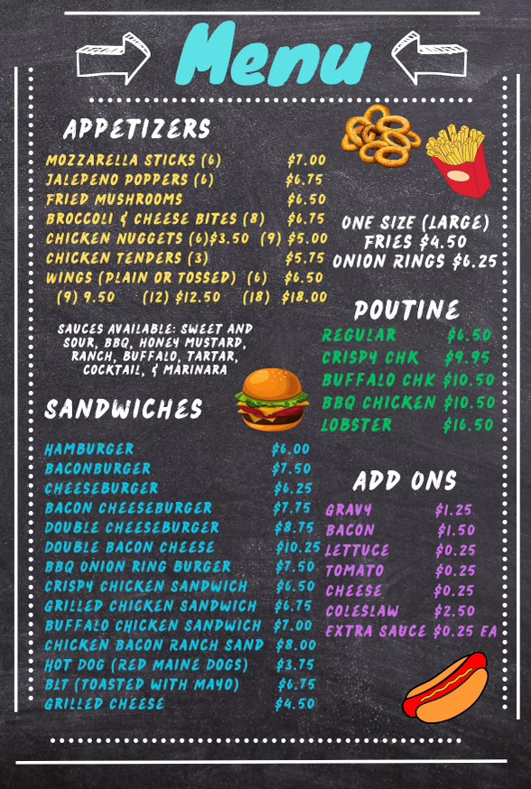 Menus – Polar Treat, Perry, ME